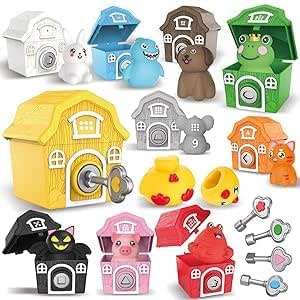 Toddler Learning Farm Barn Animals Toys - Includes 10 Animals, 10 Barns ...