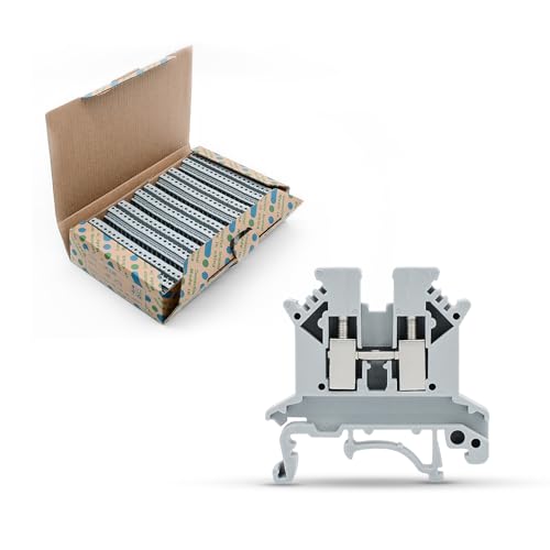 GUETNEU Bloc de borne de type rail UK2.5B gris, bloc de mise à la terre ...