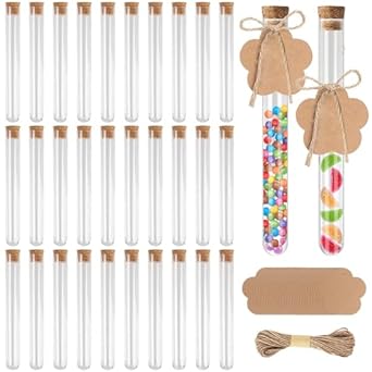 30 pieces test tubes with corks, transparent test tubes, plastic, 20 ml ...