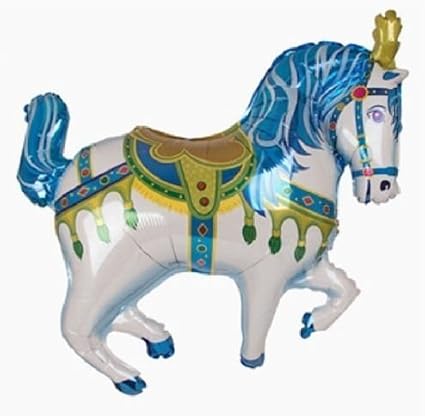 Amazon.com: 35" BLUE CAROUSEL HORSE foil BALLOON party CIRCUS favors ...