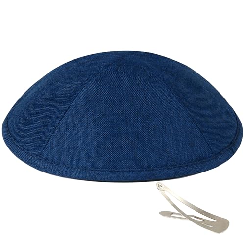 Zion Judaica Deluxe Linen Navy Synagogue Kippah Rosh Hashanah - Want It All