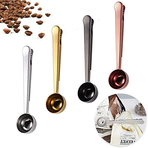 2PCS Coffee Scoop with Bag Clip, Stainless Steel Coffee Measuring Spoon ...