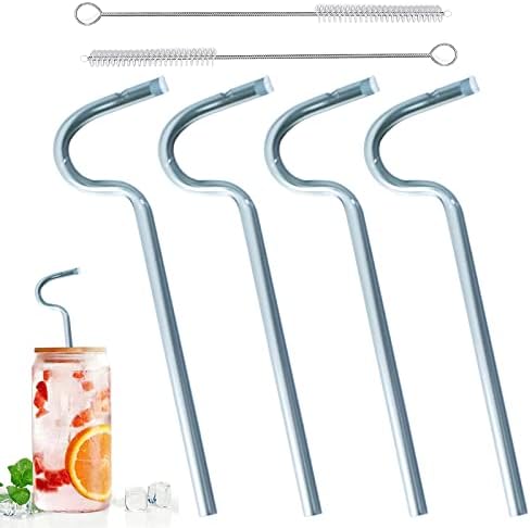 Amazon.com: Anti Wrinkle Straws HongTu Reusable Curved Glass Straws 4 ...