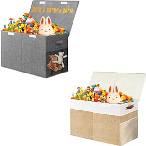 Amazon.com: Large Toy Box, Collapsible Storage Bins with Lids, Toy ...