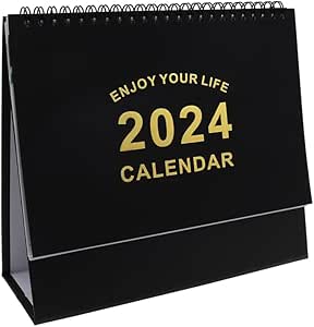 2024 Desk Calendar Standing Flip Black Foldable Stand Up Calendars 2023 ...