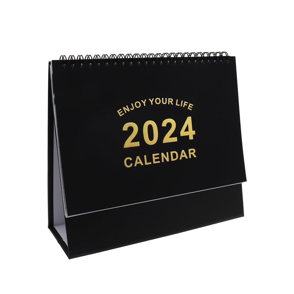 Snapklik.com : 2024 Desk Calendar Standing Flip Black Foldable Stand Up ...