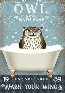 Amazon.com : Owl Co Bath Soap Bathroom Owl Wash Your Wings Restroom ...