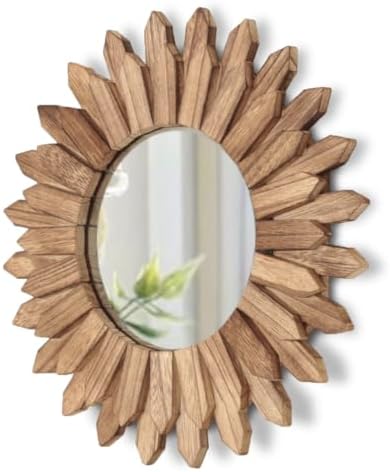 LOSOUR Lot de 2 miroirs muraux ronds décoratifs rustiques en bois pour ...