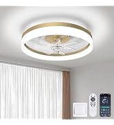 Mcestna White Ceiling Fans with Lights -Flush Mount Low Profile Ceiling ...