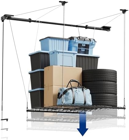 Amazon.com: FLEXIMOUNTS Garage Ceiling Lifting Storage Rack, 4x4 Ft ...