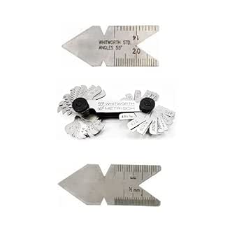 Screw Pitch Gauge/Thread 4 to 62 TPI, 0.25 to 6.0 mm & Fishtail Center ...