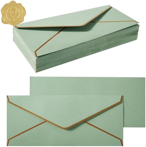 Topeen 50 Pack #10 Business Envelopes with Gold Border, Self Seal ...
