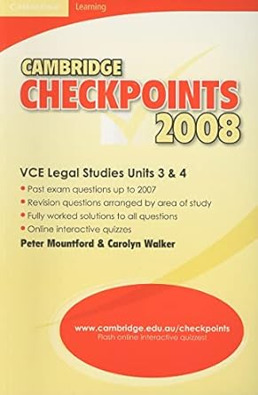 Amazon.com: Cambridge Checkpoints VCE Legal Studies Units 3 and 4 2008: ...