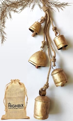 Amazon.com: Gold Christmas Bells,VUSKLY Christmas Bells Decor with Jute ...