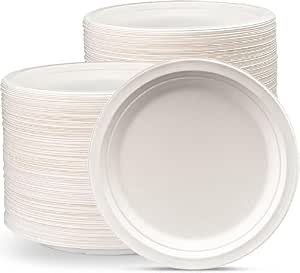 Comfy Package 100% Compostable 9 Inch [25 Pack] Heavy-Duty Plates Eco ...