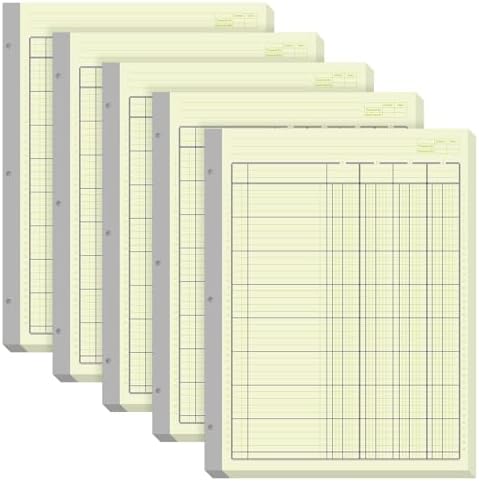 Amazon.com : Zhanmai 5 Pack 250 Sheets Analysis Columnar Books 3 Hole ...