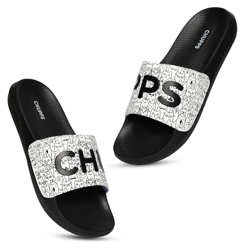CHUPPS Cat-A-Mood Black & White Drift Orthopedic Slippers | Soft ...