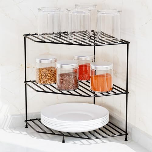 WonderStand KONA+ | 3-Tier GI Steel Corner Storage Rack With extra base ...
