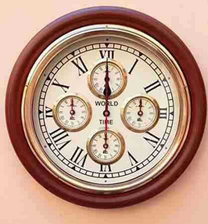 Buy World Notical Wall Clock with World Time 5 Countries Time's with ...