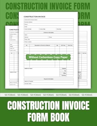 Construction Invoice Form Book: 50 Simple Duplicate Invoices for ...