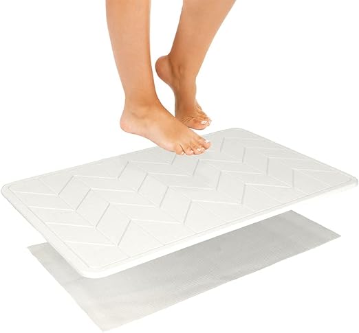 Algodon 60x39cm Dri Bath Stone/Mat Natural White Bathroom/Shower Water ...