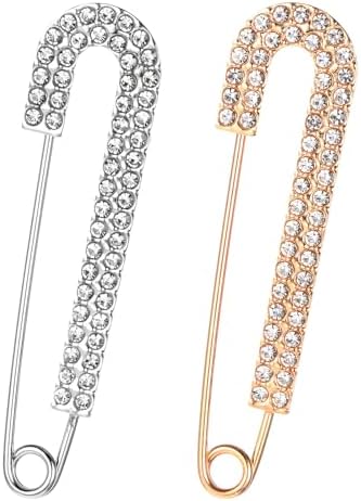 Amazon.com: 2 PCS Rhinestone Safety Pin Brooch, Decorative Pins for ...