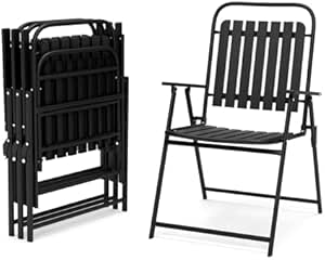 PIZZELLO Patio Folding Chairs Set of 4, Outdoor Portable Dining Chairs ...