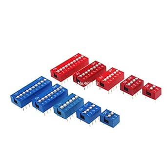 Sunnyskar 10pcs DIP Switch Type Red/Blue 2.54mm Pitch 2 Row DIP Toggle ...