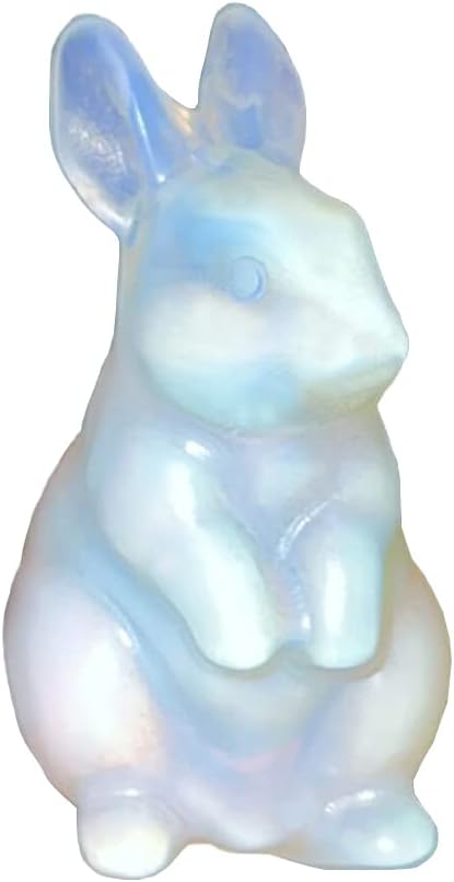 Amazon.com: Eivekis Opalite Crystal Rabbit Figurine Bunny Statue Hand ...
