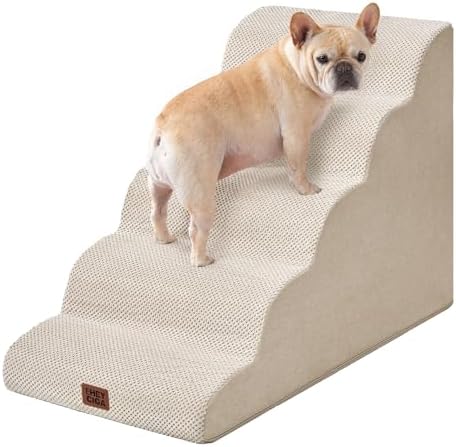 EHEYCIGA Curved Dog Stairs Ramp for High Beds, 5-Step Extra Wide Dog ...