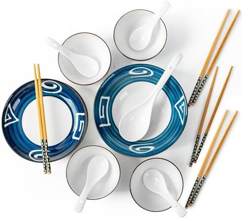 Amazon.com | TOK Japanese Ramen Bowl Set with Chopsticks & Spoon - 18 ...