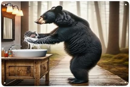 Amazon.com: Rustic Black Bear Handwashing Humor Metal Tin Sign Vintage ...