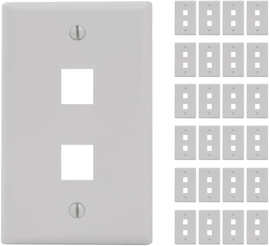 Amazon.com: ICC 2-Port Faceplate for Keystone Connectors, Single Gang ...