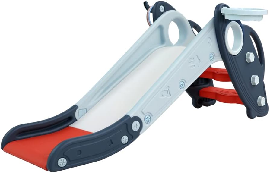 Keezi Kids Slide Set, 3 in 1 Basketball Hoop Ball Pit Climbing Frame ...