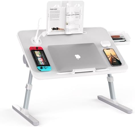 LapEasy Laptop Desk for Bed, Adjustable Lap Desk with LED Light, Large ...