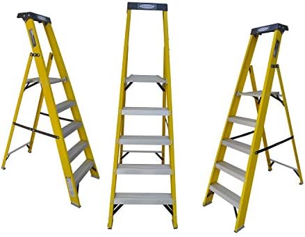 YOUNGMAN Aluminum Multipurpose Foldable Step Ladder Yellow FRP Ladder ...