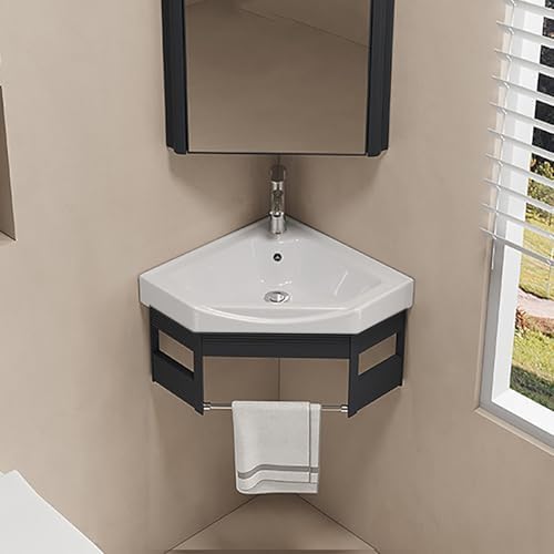 Wall Hung Corner Cloakroom Basin - Triangular Ceramic Bathroom Sink ...