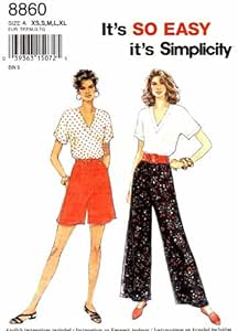 Amazon.com: Simplicity 8860 Womens Pants Shorts Top Sewing Pattern Size ...