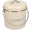 Navaris Metal Compost Caddy Bin - 3 Litre Kitchen Composting Bucket ...