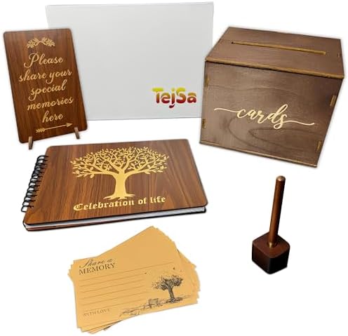 Amazon.com: TEJSA Wooden Funeral Guest Book – Memorial Sign-in Book for ...