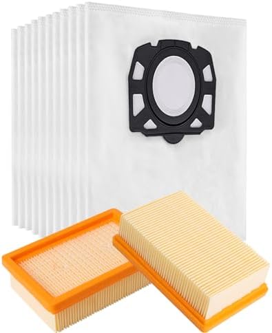 Kit 10 Sacs + 2 Filtres pour Aspirateur Karcher WD4 WD5 WD6 MV4 MV5 MV6 ...