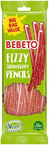 Bebeto Fizzy Strawberry Pencils Sweets - Delicious Vegan Sweets Made ...