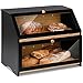Leader Accessories Double Decker Bamboo Bread Bin 2-Layer Bread Box for ...