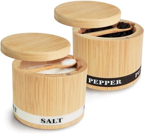 Amazon.com: YIXIValley 2pcs Bamboo Salt and Pepper Bowls, Cellar with ...