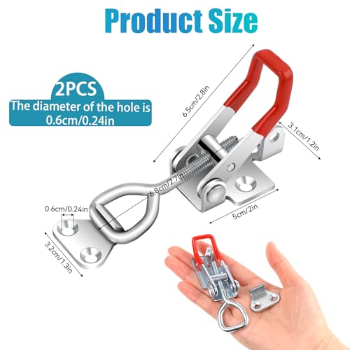 2 Pieces Metal Toggle Latch 4002 Toggle Clamp Latch Hardware Adjustable ...