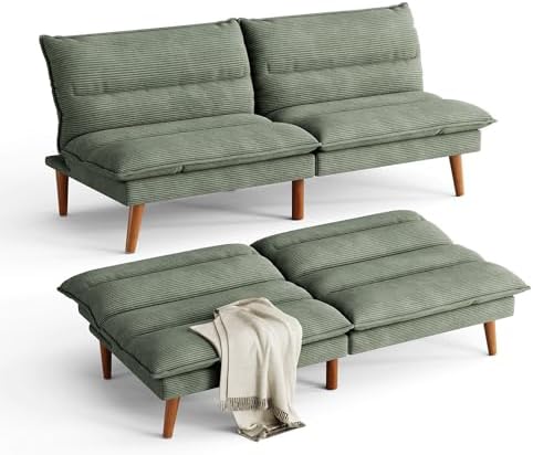 Amazon.com: Shahoo Modern Upholstered Convertible Folding Futon Sofa ...