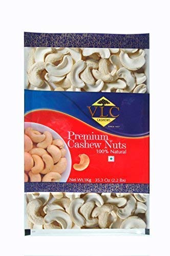 VLC Natural Unroasted Premium Cashews Halves (Splits) 1 Kg - (White ...