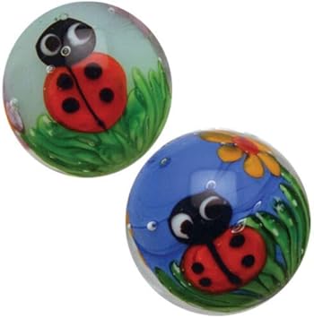 Amazon.com: Big Game Toys~2 Ladybirds 16mm Handmade Art Glass Marbles ...