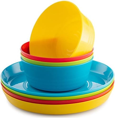 Amazon.com: Plaskidy Kids Plastic Plates and Bowl Set - 4 Kids Bowls ...