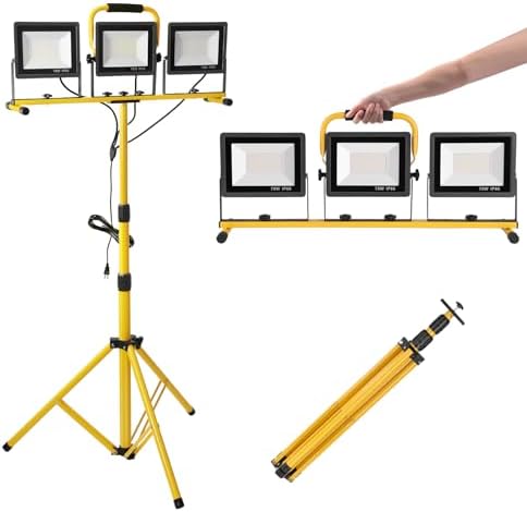 Twin Head 110V LED Telescopic Tripod Work Light with Tripod Stand Dual ...